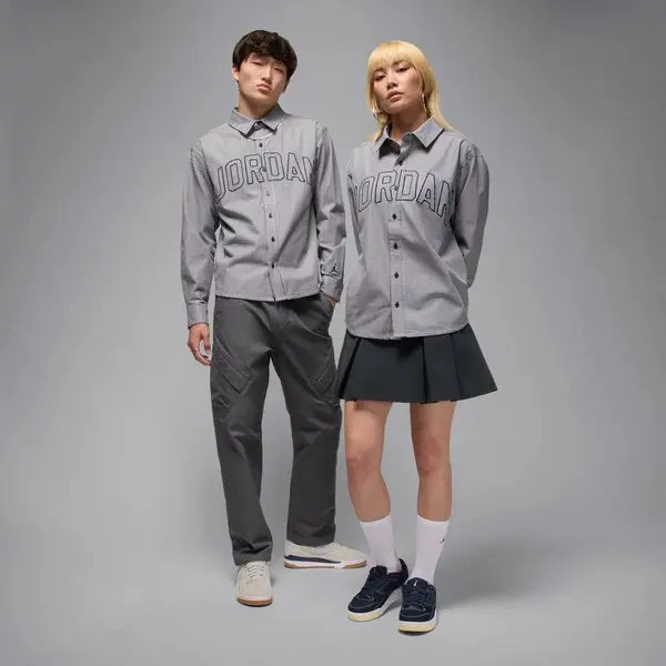 JORDAN Flight Oxford Long Sleeve 'obsidian White