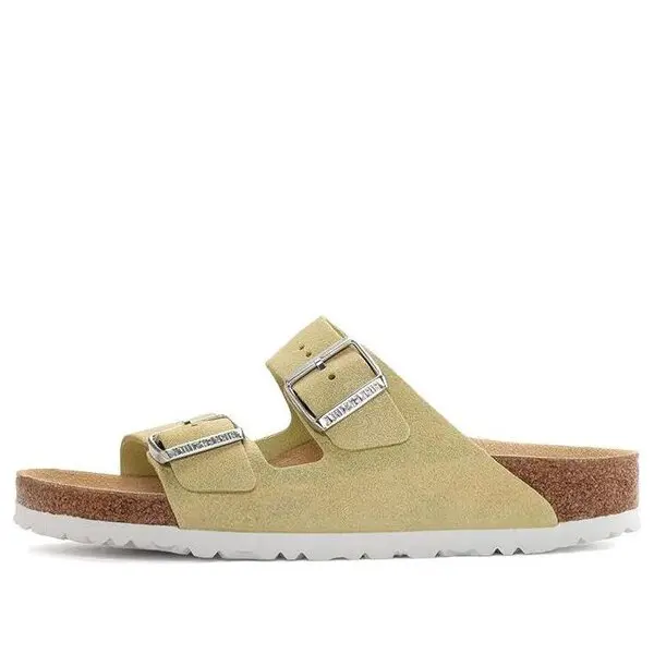 BIRKENSTOCK Arizona Suede Leather Sandals - Yellow/tan/silver