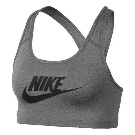 Nike Logo Print Sports Bra - Grey/black