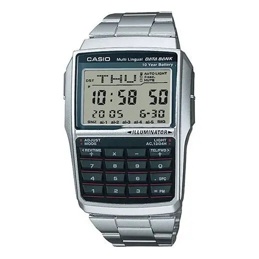 Casio Data Bank Vintage Muli-functional Water-proof Watch Quartz Waterproof Digital - Silver