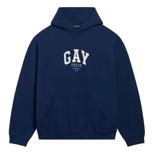 Balenciaga Pride Boxy Fit Hoodie - Navy