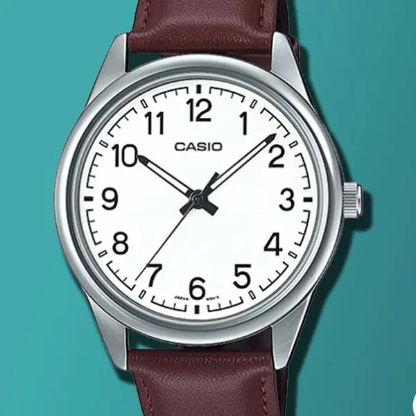 Casio Mtp-v005l-7b4 Analog Dress Watch With Brown Leather Strap