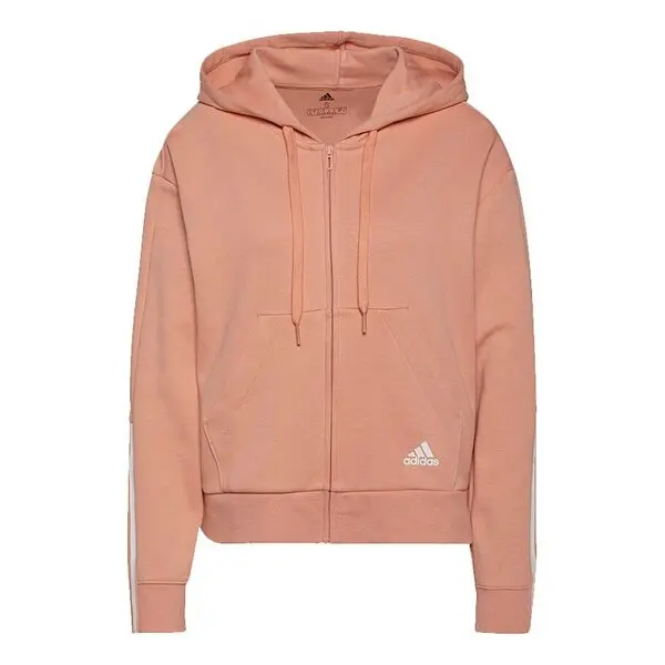 Adidas W Dk Fz Hd Drawstring Hooded Jacket Pink Red - Pinkred