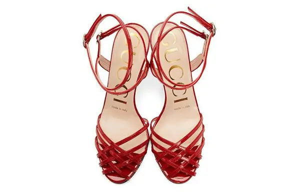 Gucci Draconia Patent Strappy Sandals
