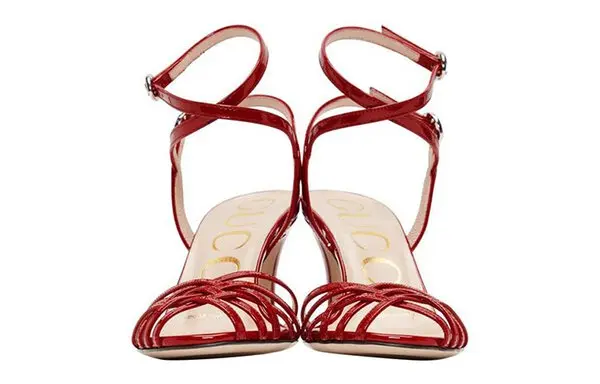 Gucci Draconia Patent Strappy Sandals