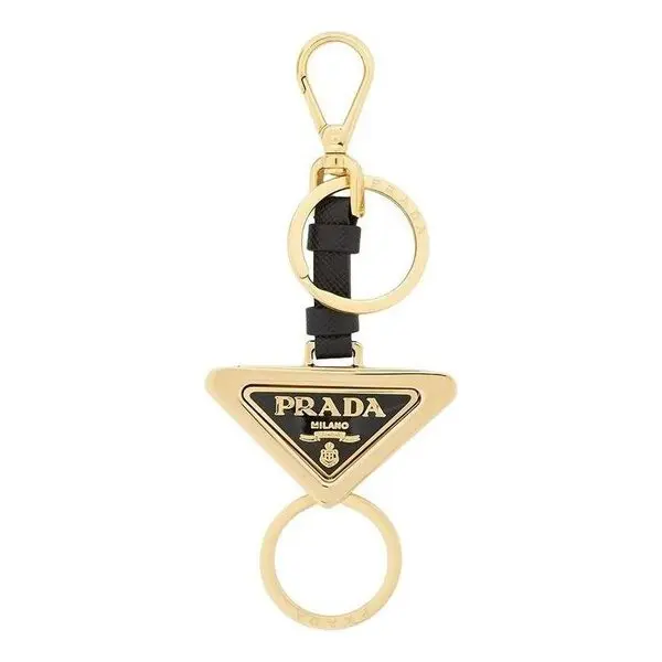Prada Fw24 Key Ring 'black Gold - Black/gold