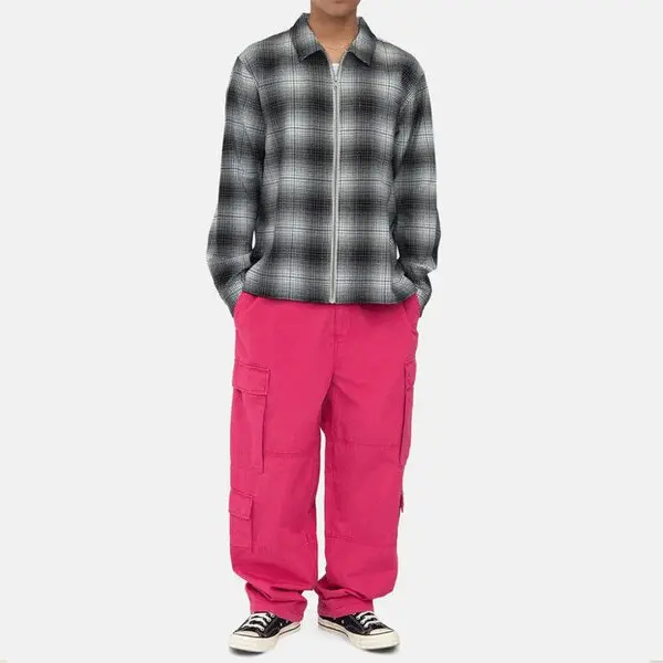 StÜssy Paul Shadow Plaid Zip Shirt 'black White - Black/white