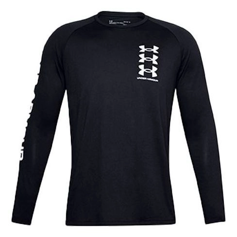 Under Armour Long Sleeve Shirt With Triple Logo Detail - Black/white