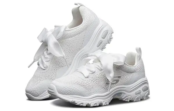Sketchers D'lites 1.0 Gs Sneakers With Bow Detailing - White