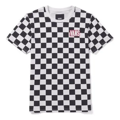 VANS Logo Grid Printing Colorblock Short Sleeve Couple Style