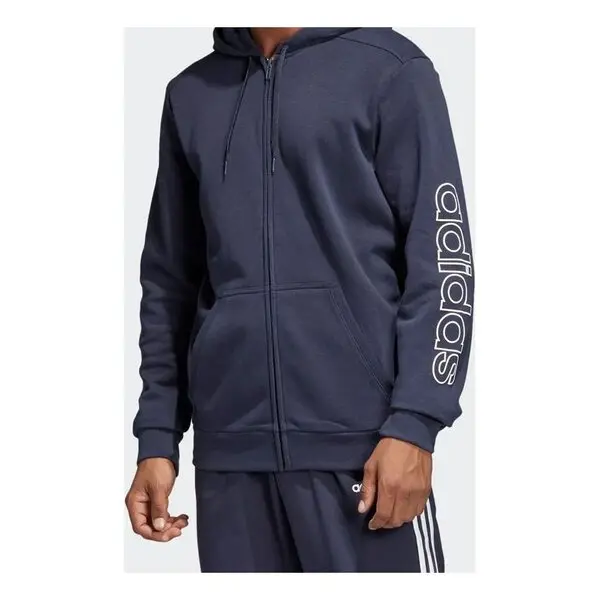 Adidas Hooded Zip-up Knit Jacket - Blue