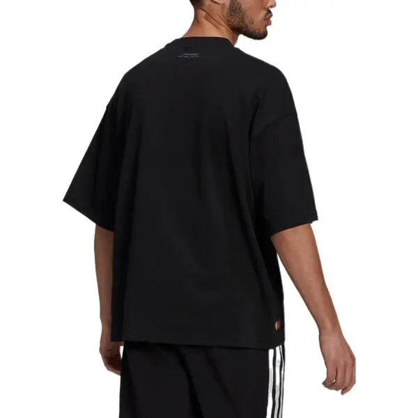 Adidas Tee Logo Breathable Solid Color Casual Sports Short Sleeve Black T-shirt - Default Color