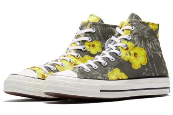 CONVERSE Chuck 70 Hi 'paradise Floral' Lace Up Sneakers - Yellow/gray