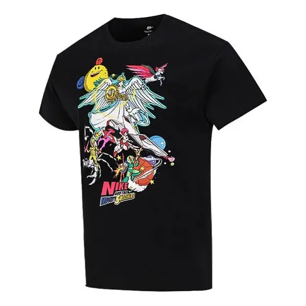 Nike Sports Running Casual Printing Round Neck Short Sleeve T-shirt - Black
