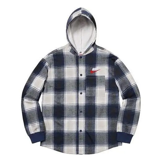 Supreme Fw18 X Nike Plaid Hooded Sweatshirt - Black