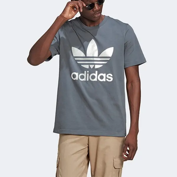 Adidas Originals Trefoil Holo T Casual Sports Round Neck Short Sleeve - Blue