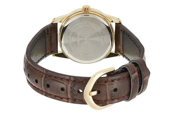 Casio Quartz Analog Watch With Leather Strap - Gold