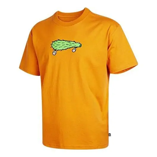 Nike Cactus Printing Skateboard Round Neck Short Sleeve Yellow T-shirt - Multi-color
