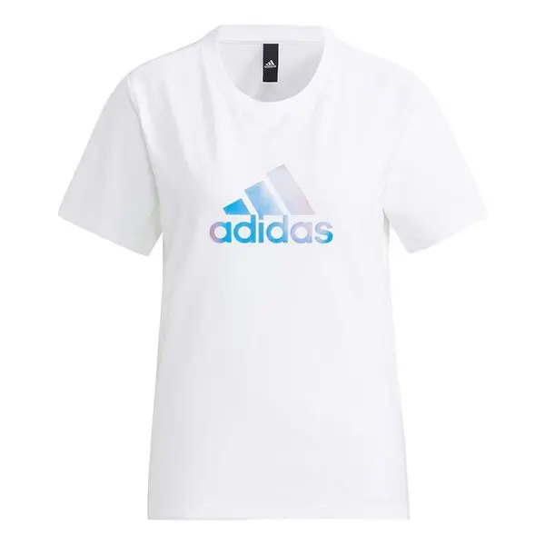 Adidas Fi Shiny Bos Logo Printing Round-neck Tee - White