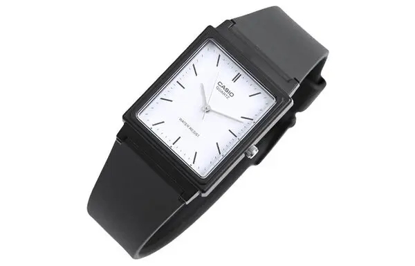 Casio Analog Quartz Watch With White Dial And Black Strap