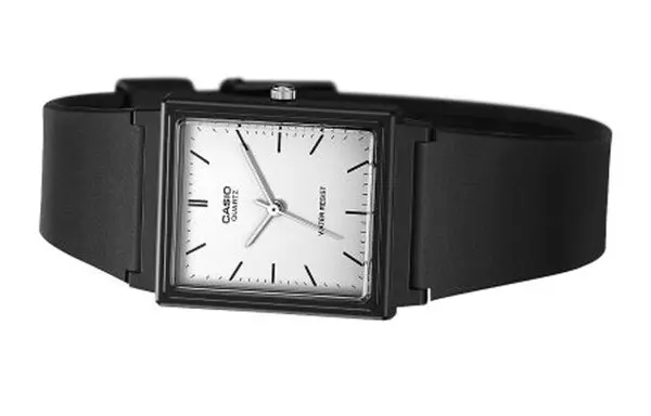 Casio Analog Quartz Watch With White Dial And Black Strap