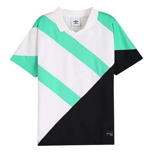 Adidas Originals Eqt Colorblock Diagonal Stripes Lapel Short Sleeve T-shirt - White