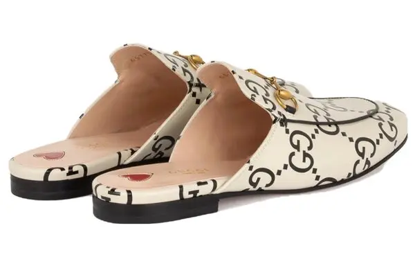 Gucci Princetown Gg Debossed Leather Slipper - Black/white