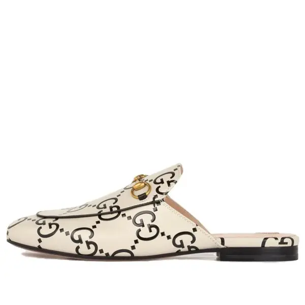 Gucci Princetown Gg Debossed Leather Slipper - Black/white