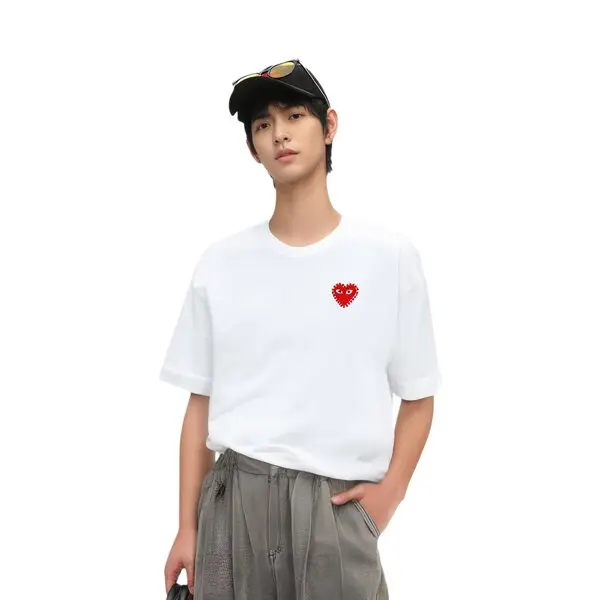 Play Comme Des Garcon Ss25 Rhinestone Emblem T-shirt