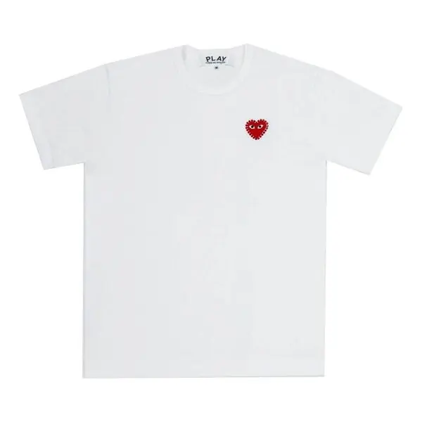 Play Comme Des Garcon Ss25 Rhinestone Emblem T-shirt - White