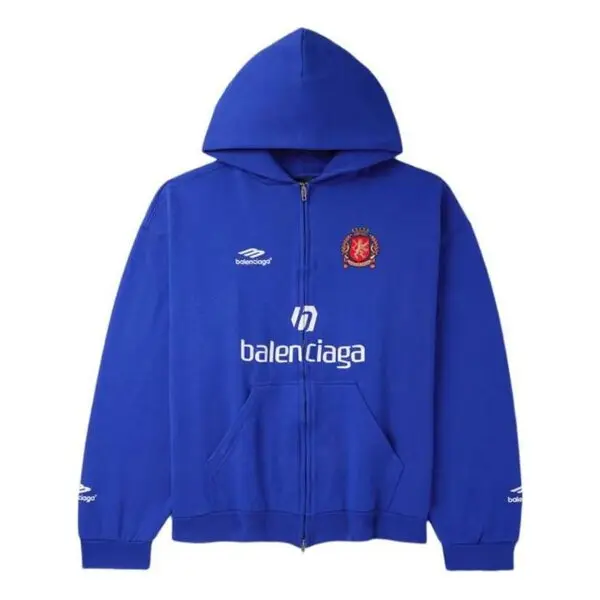 Balenciaga Logo Zip-up Hoodie - Blue