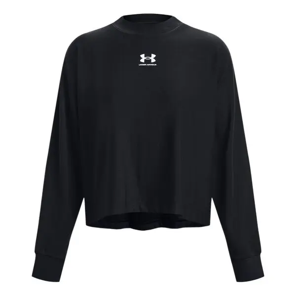 Under Armour Logo Rival Terry Oversized Crew - Black