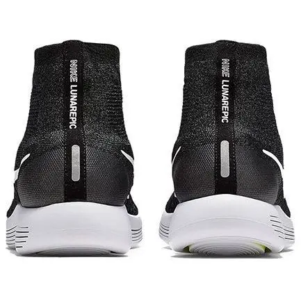 Nike Lunarepic Flyknit High Top Sneakers - Black/anthractite/volt