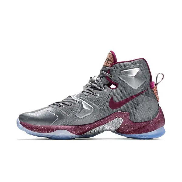 Nike Lebron 13 High Top Basketball Sneakers - Grey/red/goldsilver