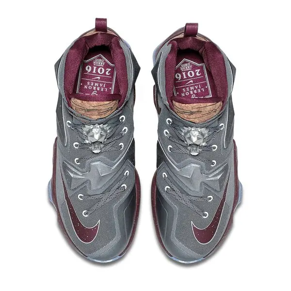 Nike Lebron 13 High Top Basketball Sneakers - Grey/red/goldsilver
