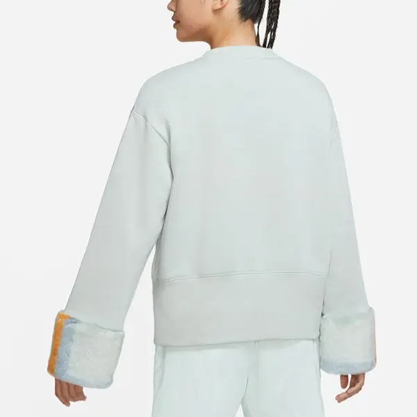 Nike Fleece Crewneck Sweatshirt With Faux Fur Cuffs