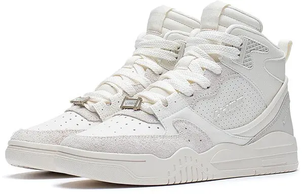 LI-NING High Top Lace-up Sneakers - White/beige