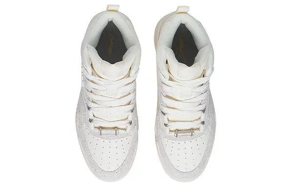LI-NING High Top Lace-up Sneakers - White/beige