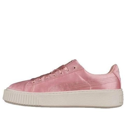 PUMA Basket Platform Satin Lace Up Sneakers - Pink