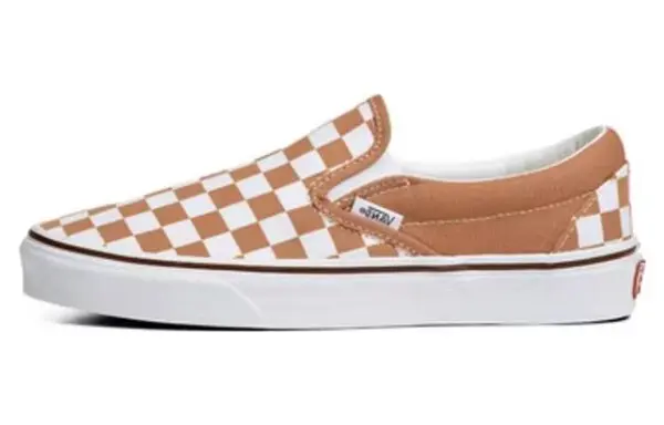 VANS Classic Slip-on Checkerboard Shoes - Tan/white