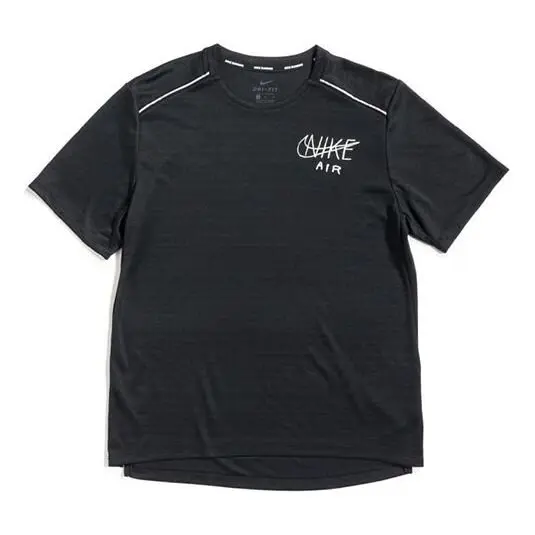 Nike Dri-fit Miler Short Sleeve Printed Tee - Black