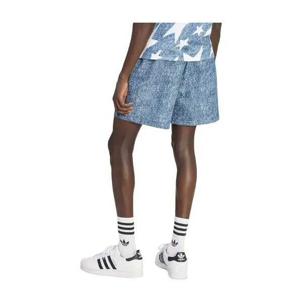 Adidas Graphic Denim Shorts - White/dark Blue