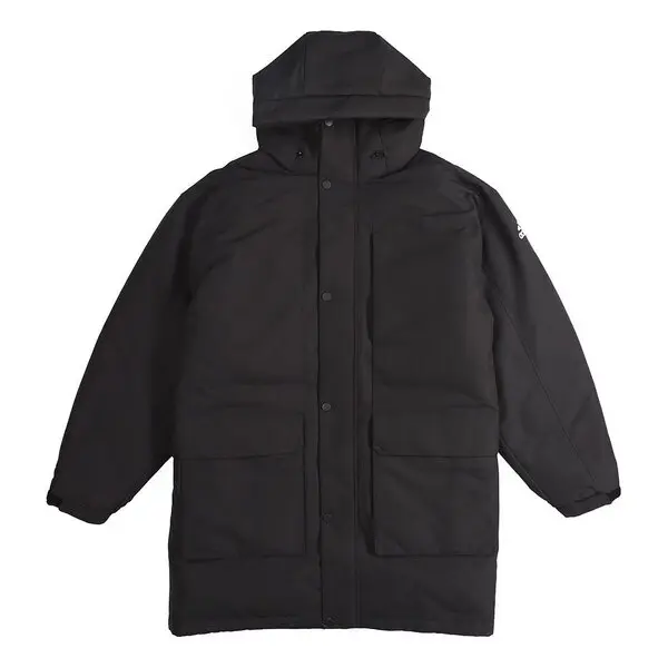 Adidas Outdoor Sports Windproof Warm Hood Down Jacket - Black