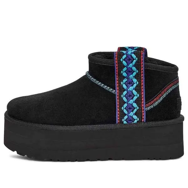 UGG Classic Ultra Mini Braid Platform Boots - Black