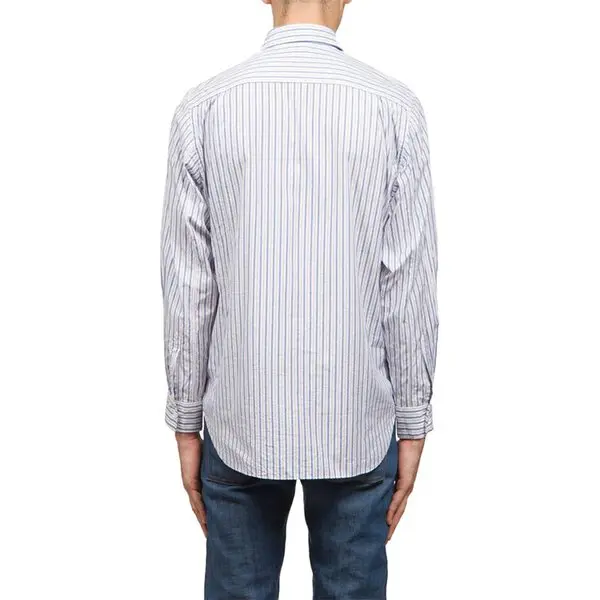Play Comme Des Garcon Striped Shirt Black Emblem - Blue