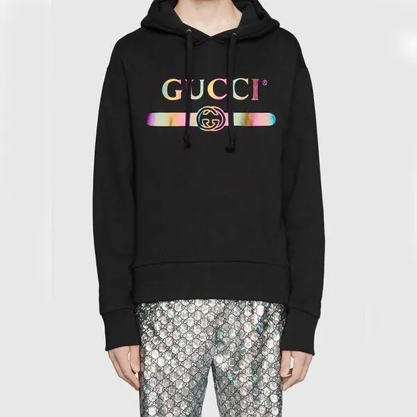 Gucci Cotton Logo Pullover Hooded Sweatshirt