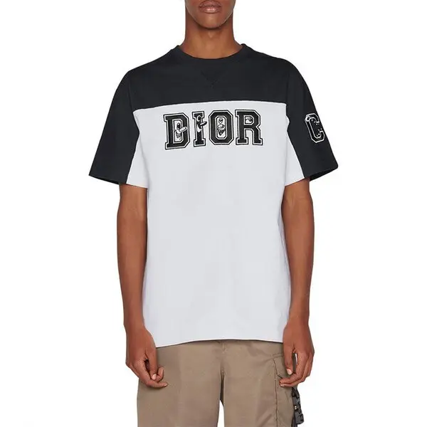 Dior Logo Colorblock Round Neck Short Sleeve T-shirt
