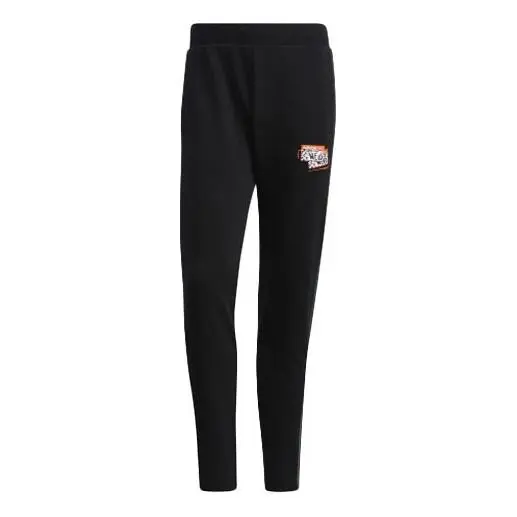 Adidas Ssfv5 Lw Tp Graffiti Printing Stripe Knit Sports Pants - Black