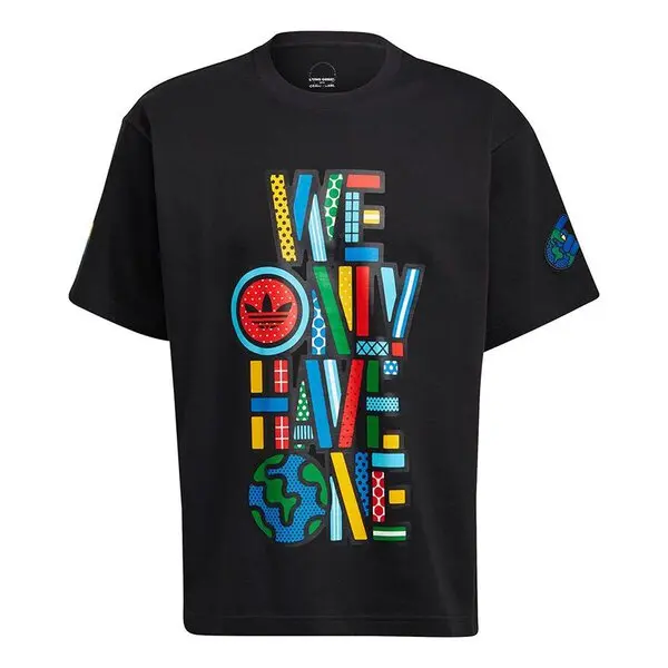 Adidas Originals Artist Tee Ss Colours Letter Printing Causual Sports Male - Black