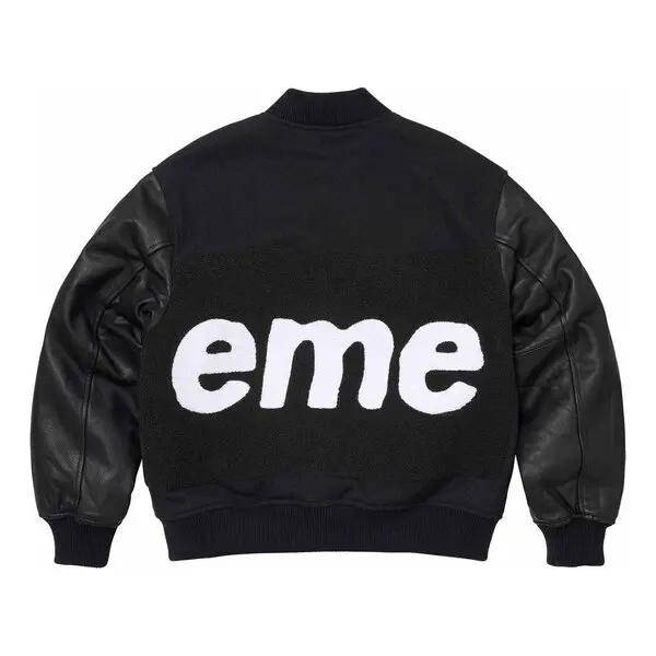 Supreme Big Logo Chenille Varsity Jacket - Black/white